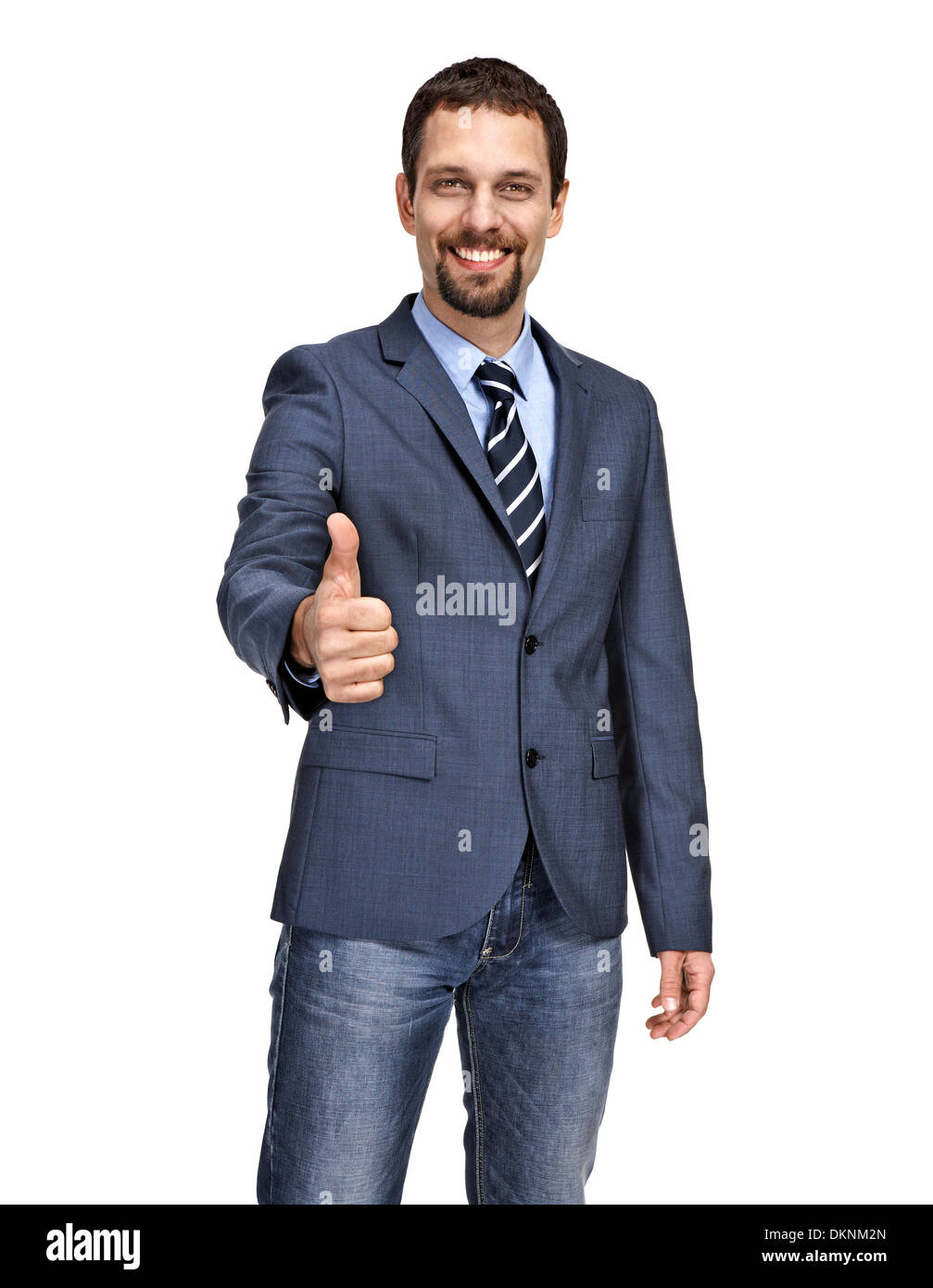 Handsome business man giving you thumbs up cheering Stock Photo - Alamy