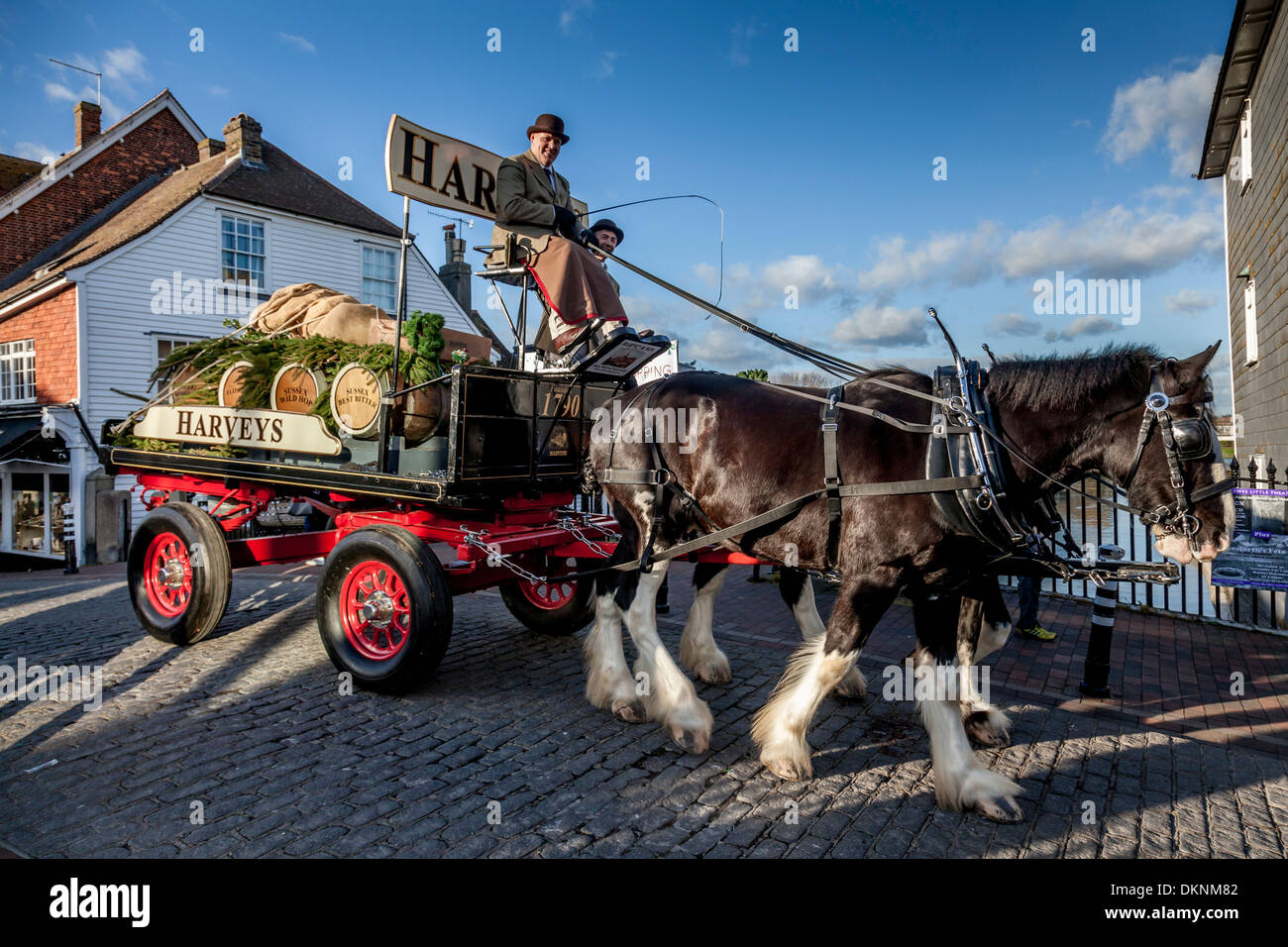 Harveys Brewery Dray Crosses Cliffe Bridge, Lewes, Sussex, England ...