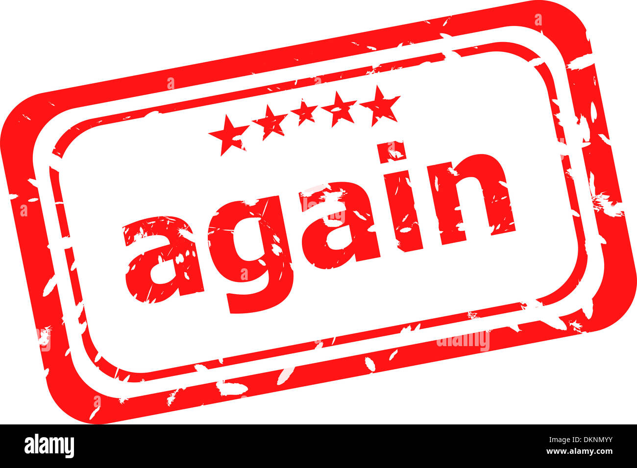 again on red rubber stamp over a white background Stock Photo - Alamy