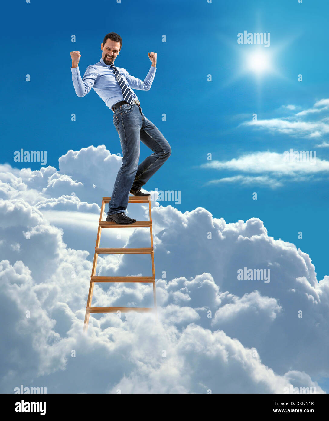 Man at top of ladder hi-res stock photography and images - Alamy