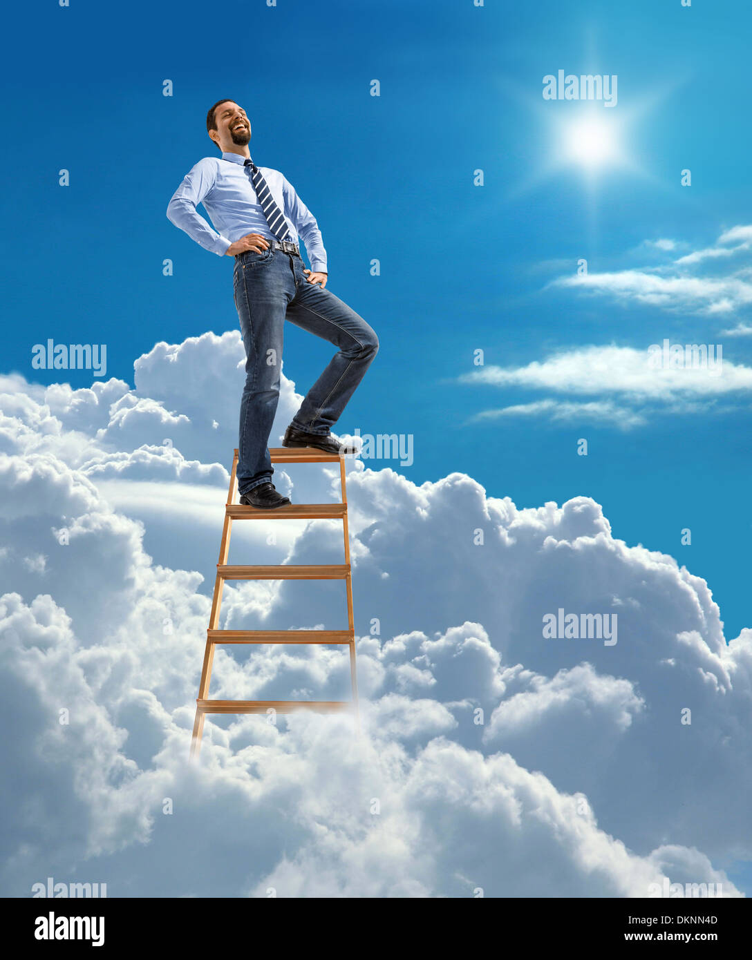 Man at top of ladder hi-res stock photography and images - Alamy
