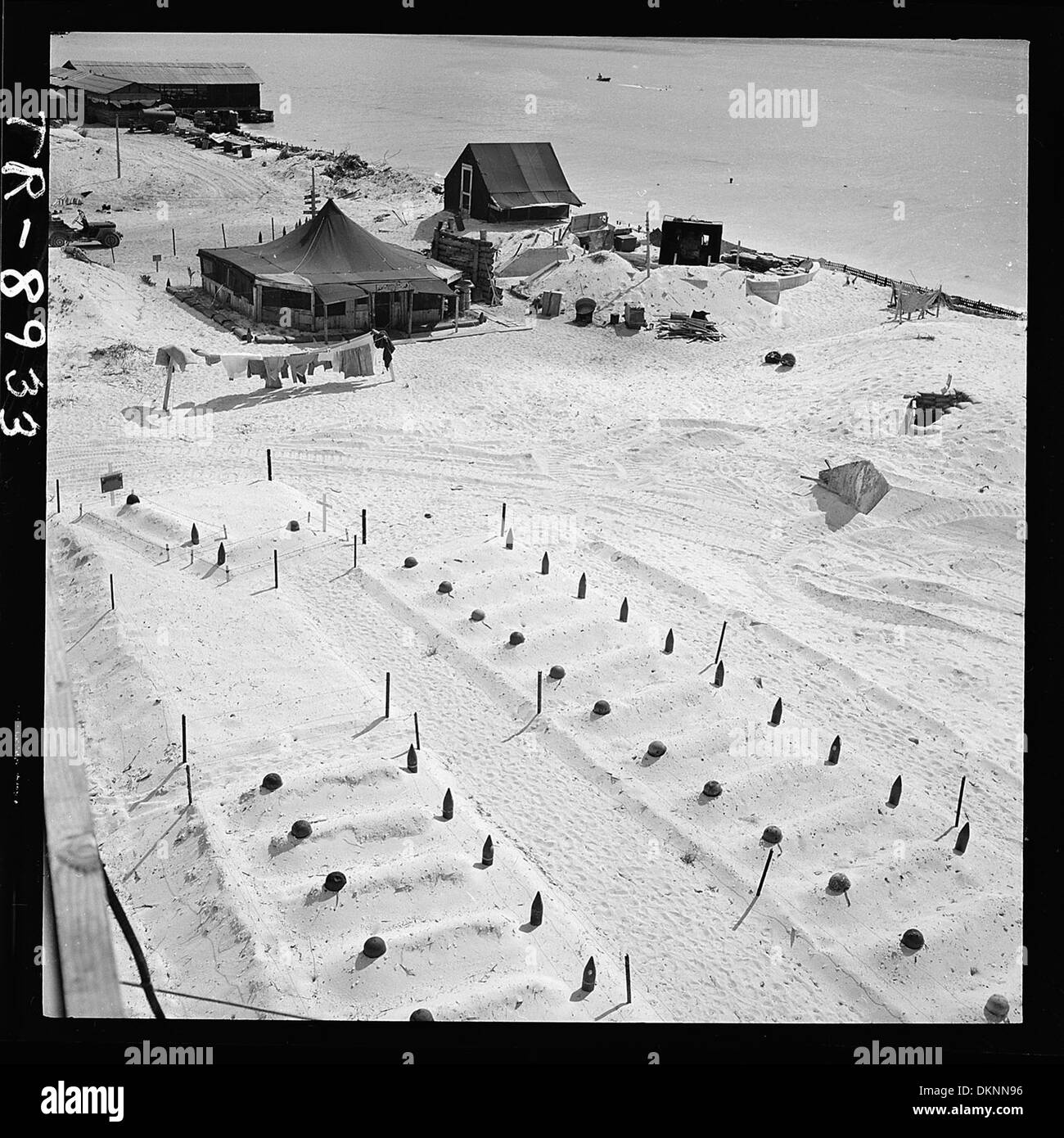 This photograph shows the graves of U.S. Marines who lost their lives ...
