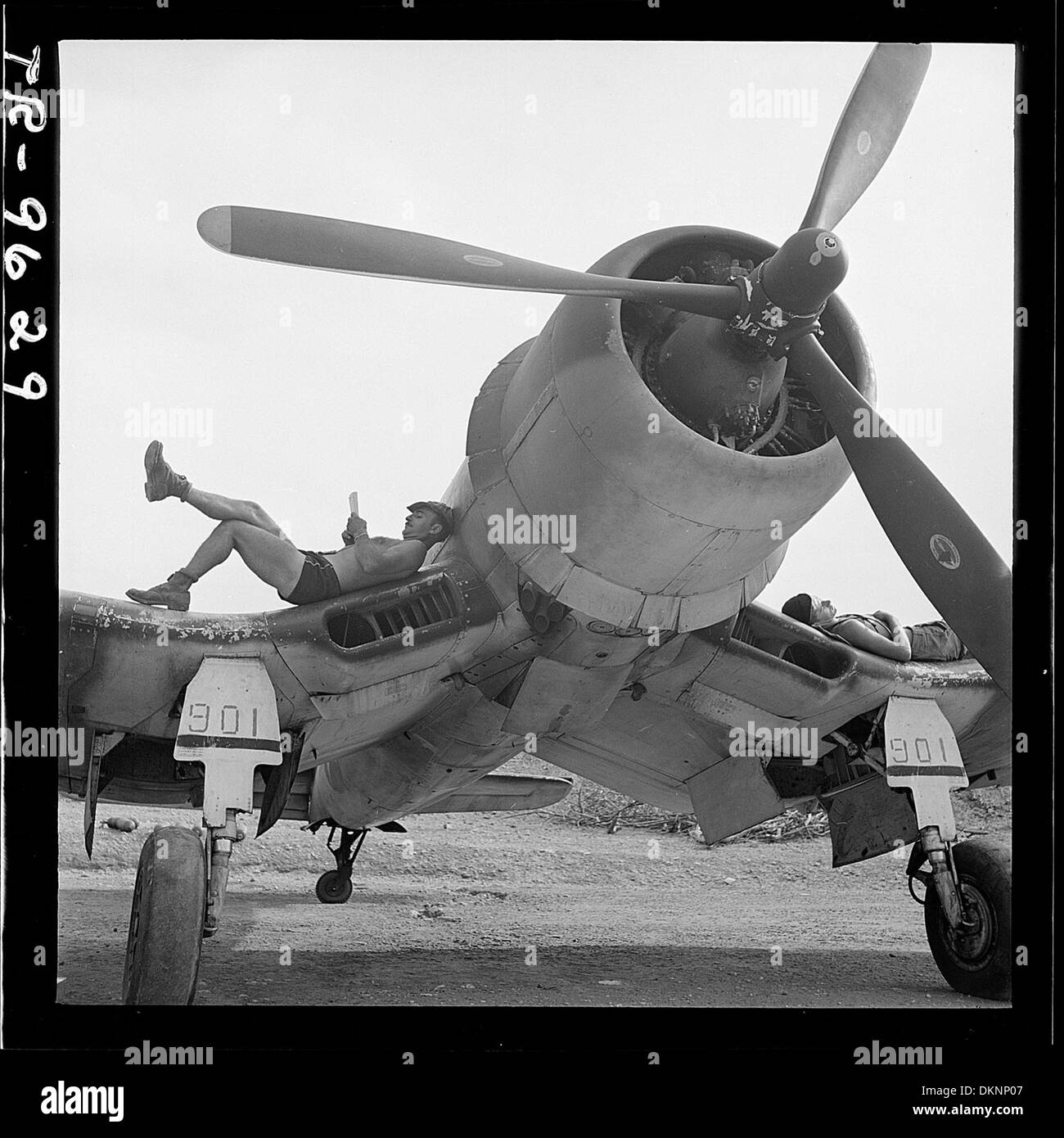 This photograph shows Marines of VMF-222 stationed on Bougainville ...