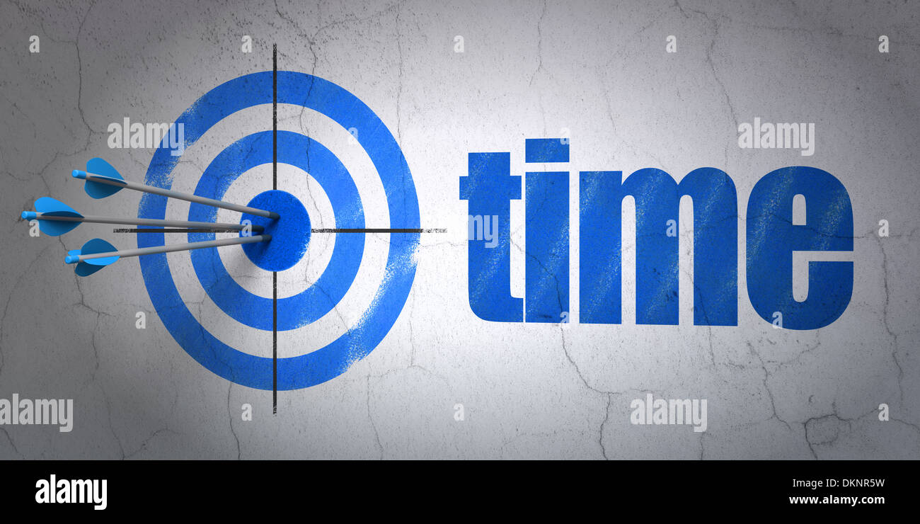 Timeline concept: target and Time on wall background Stock Photo - Alamy