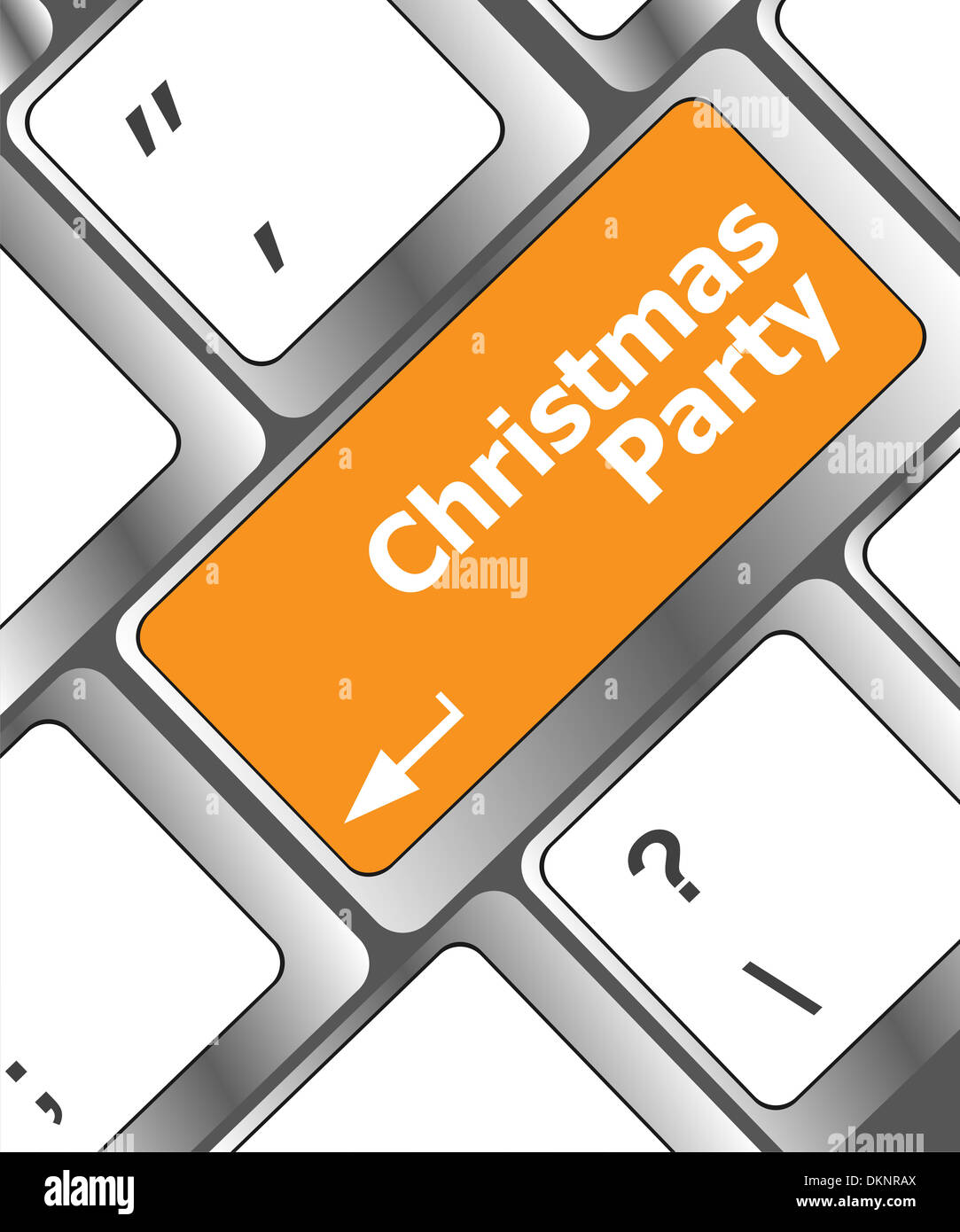 Computer keyboard key with christmas party words Stock Photo - Alamy