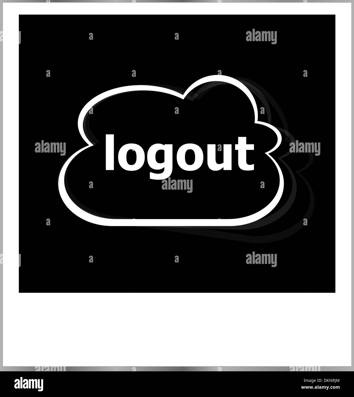 instant photo frame with cloud and logout word, internet concept Stock ...