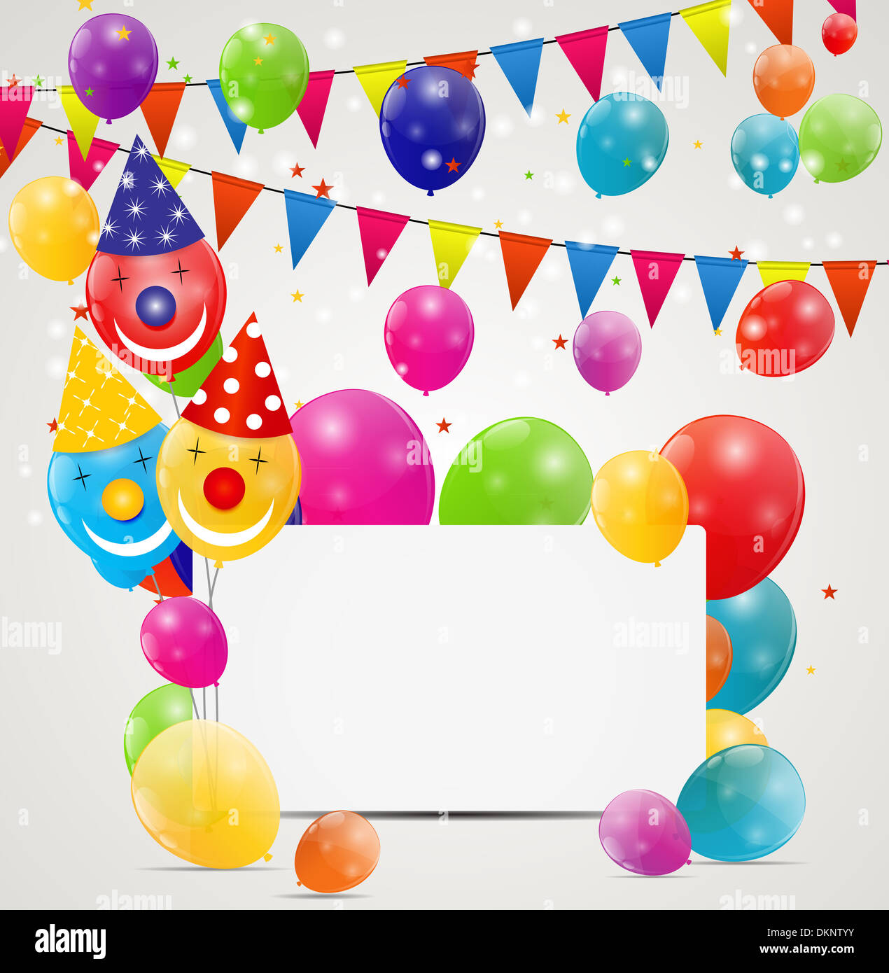 Color Glossy Balloons Birthday Card Background Vector Illustration ...