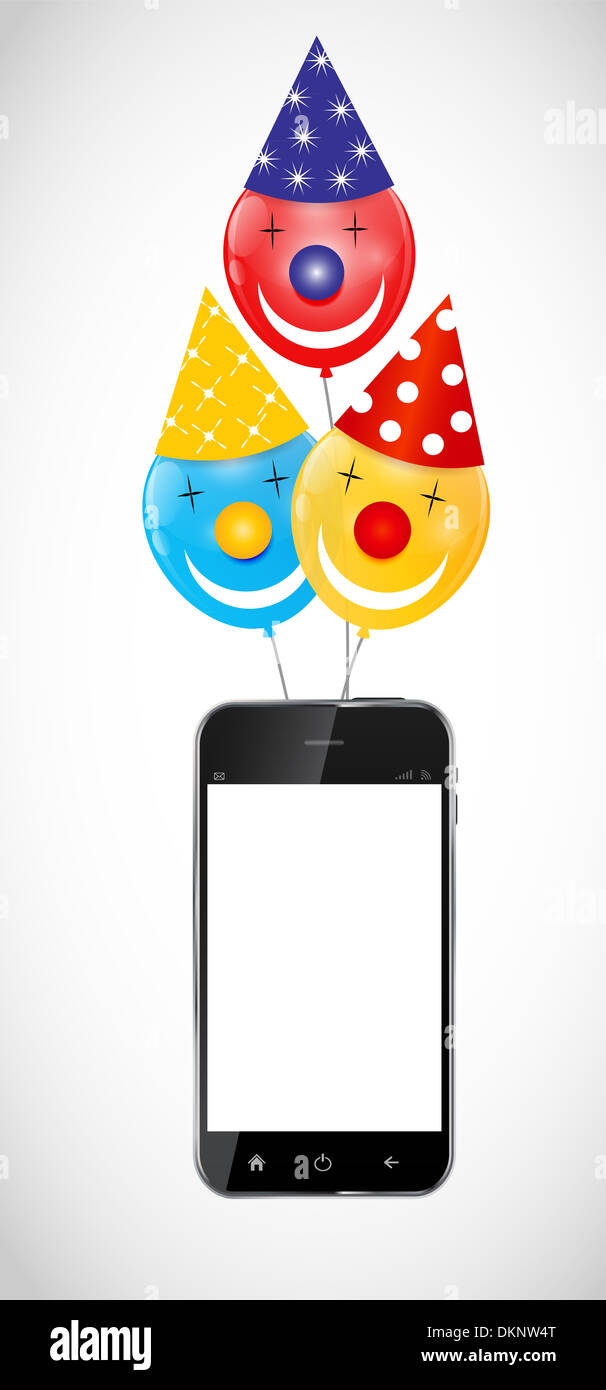 Color Glossy Balloons with Mobile Phone Vector Illustration Stock Photo ...