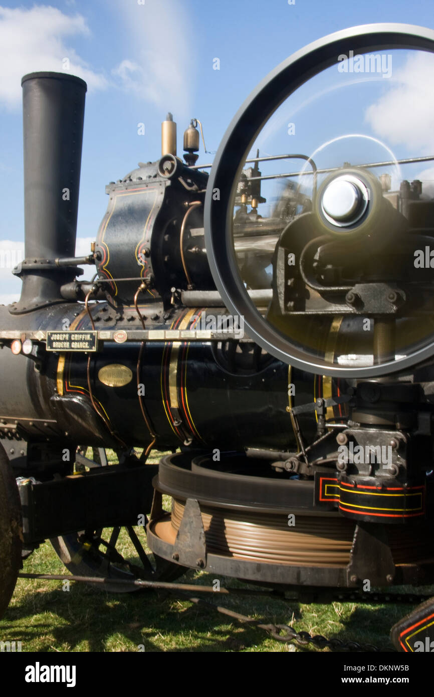 Steam engine ploughing in tandem with another engine Stock Photo - Alamy