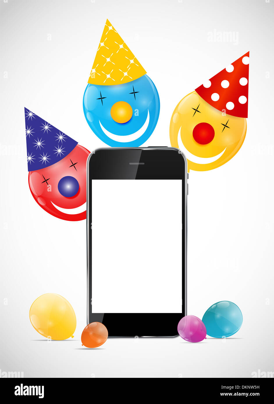 Color Glossy Balloons with Mobile Phone Vector Illustration Stock Photo ...