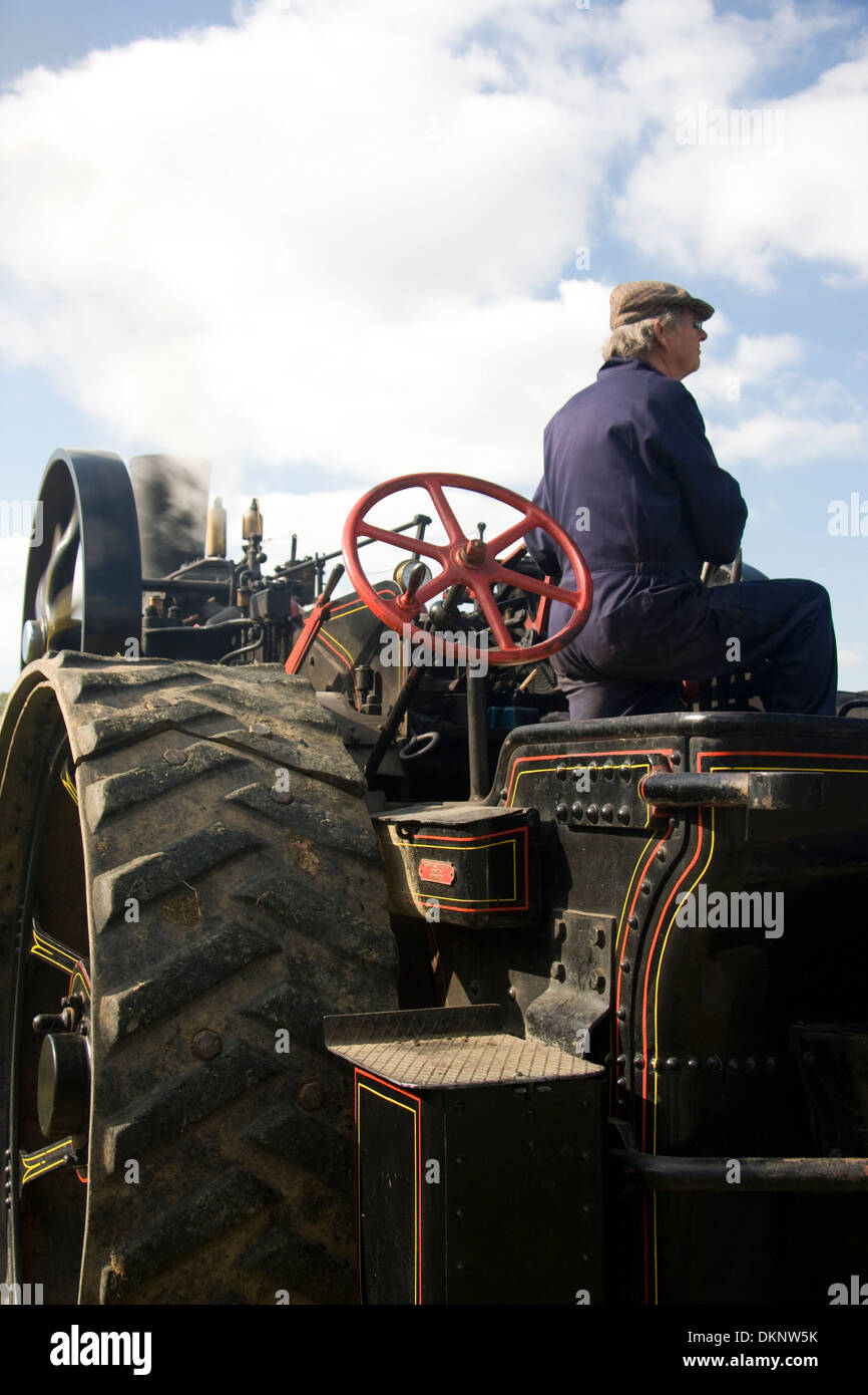 Steam engine ploughing in tandem with another engine Stock Photo - Alamy