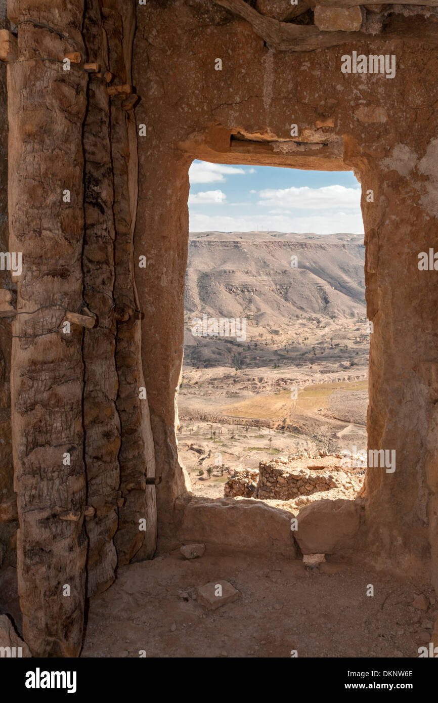 Libya, Jebel Nefusa. View of Agricultural Fields Below from a Doorway ...