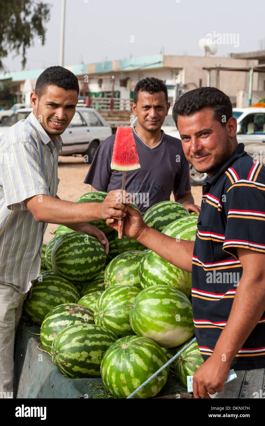 Libya, Tripoli. Watermelon Vendors at Roadside Fruit and Vegetable ...