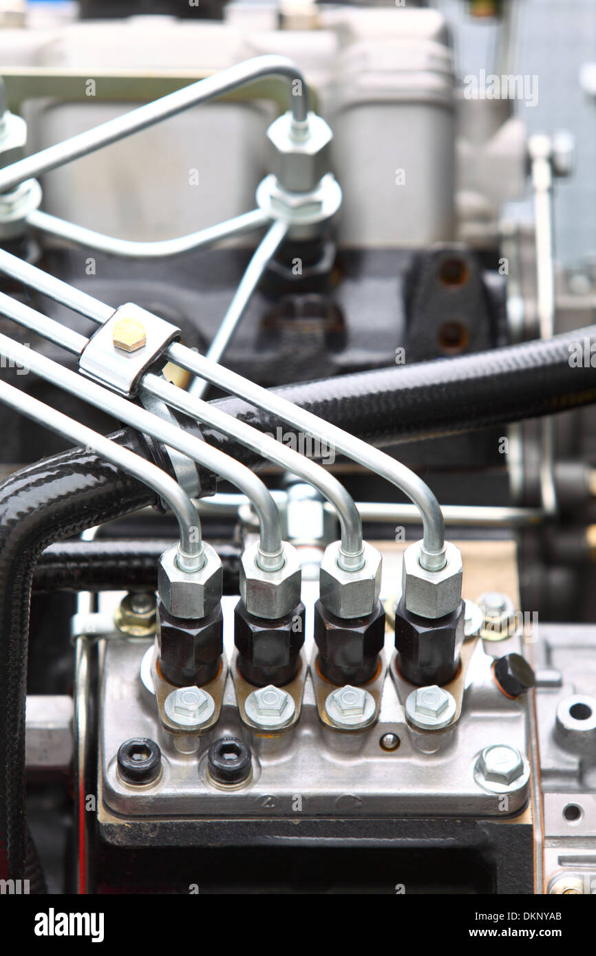 supply system for diesel fuel, clean motor block, diesel engine detail ...