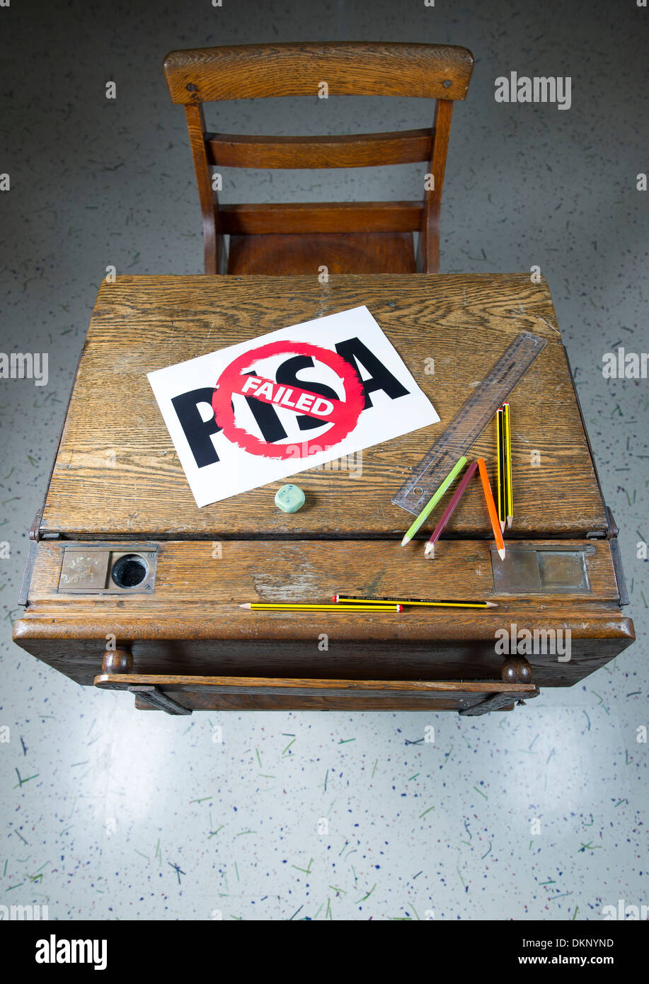 Programme for International Student Assessment (PISA) logo on a school ...