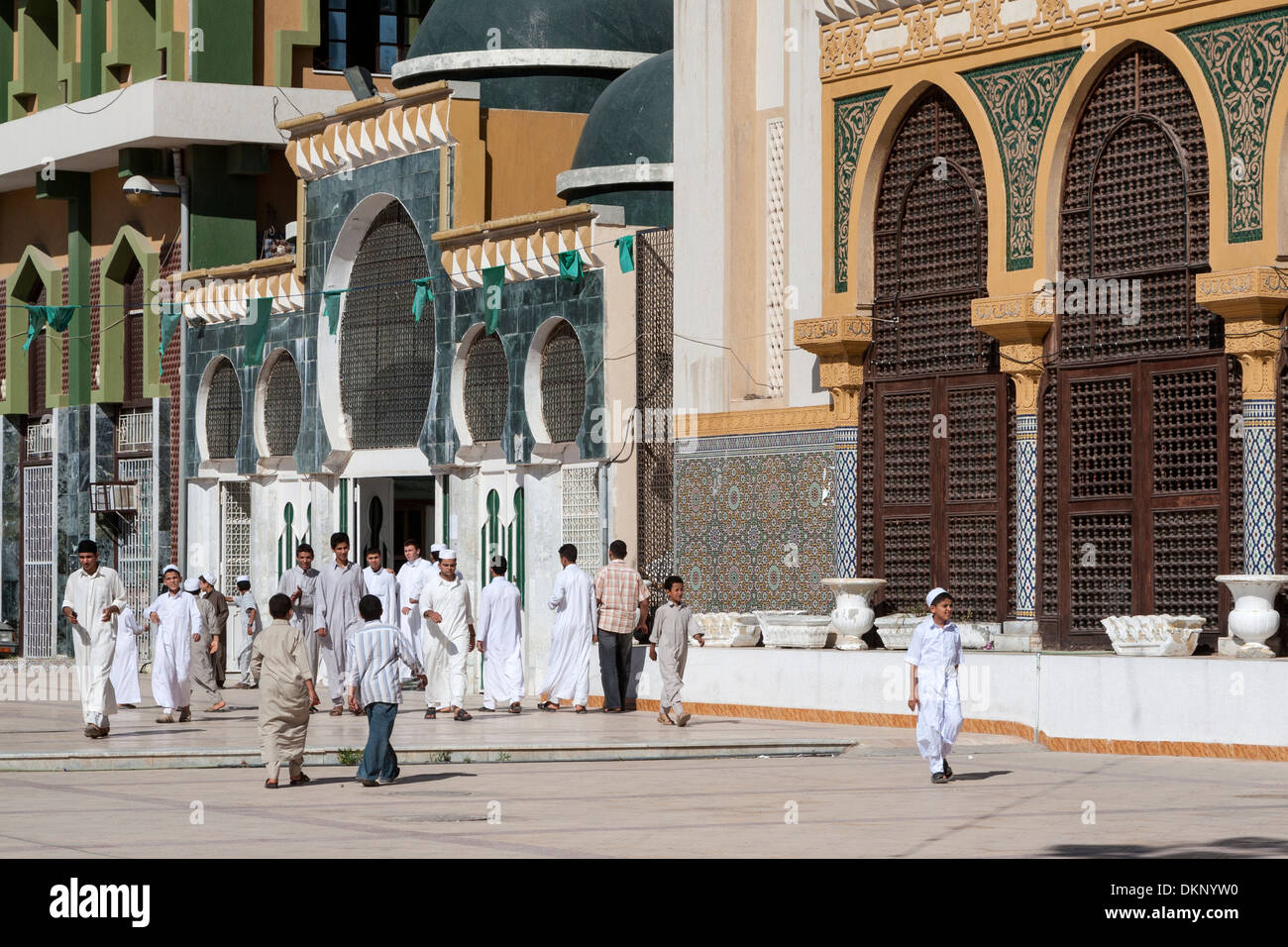 Libya, Zliten. Men and Young Boys Exiting the Mausoleum of Sidi ...
