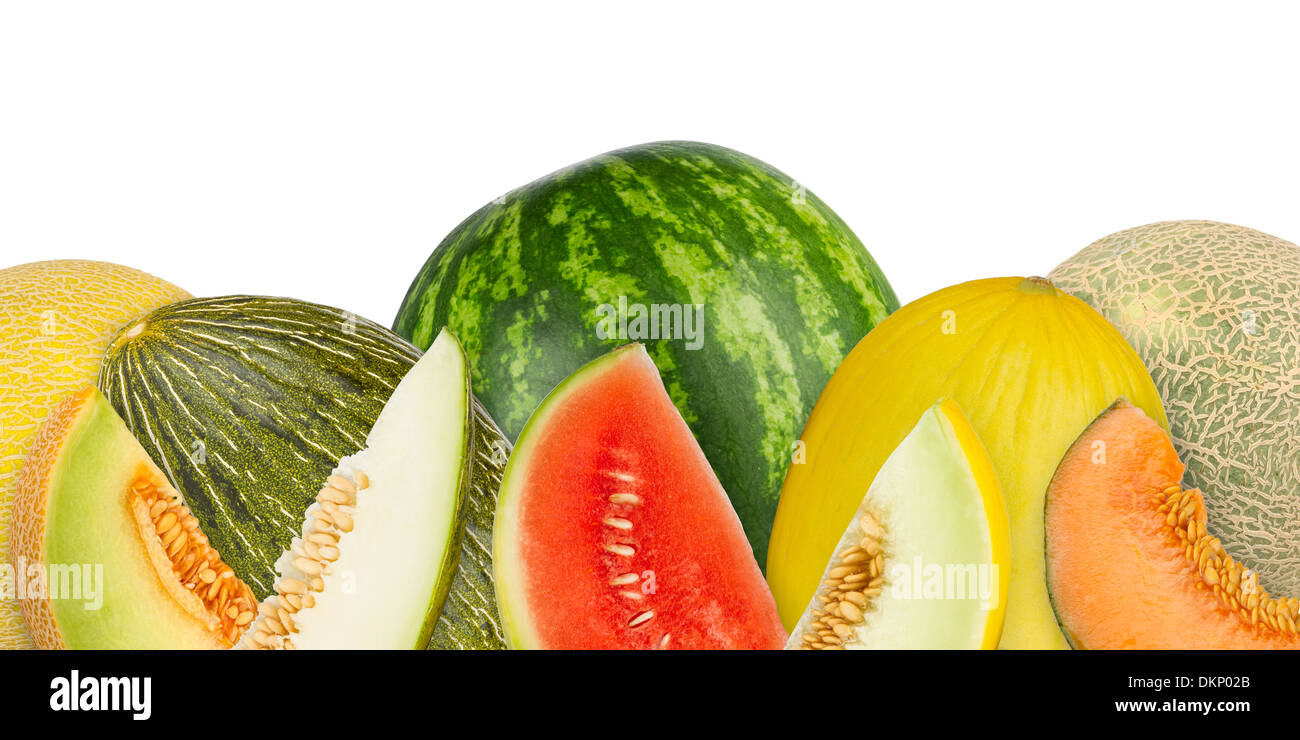 collage of different melon tyes on white background Stock Photo - Alamy
