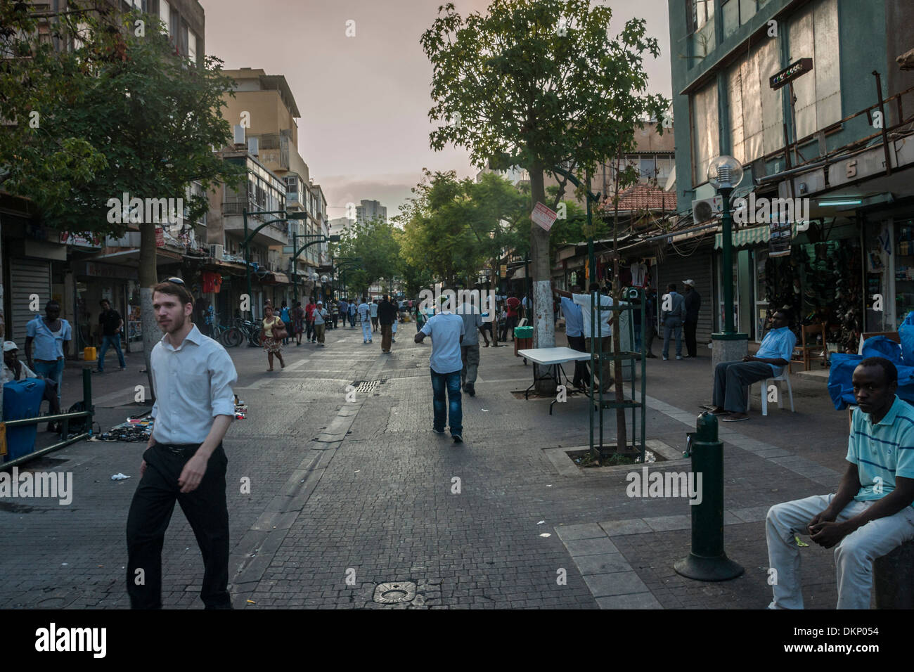 Israel. The old Levinski street in Tel-Aviv, now a slum populated by ...