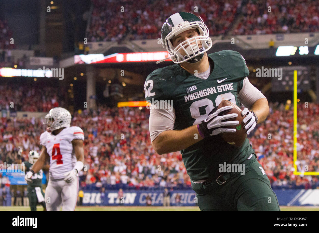 Indianapolis, IN, USA. 7th Dec, 2013. Michigan State Spartans tight end ...
