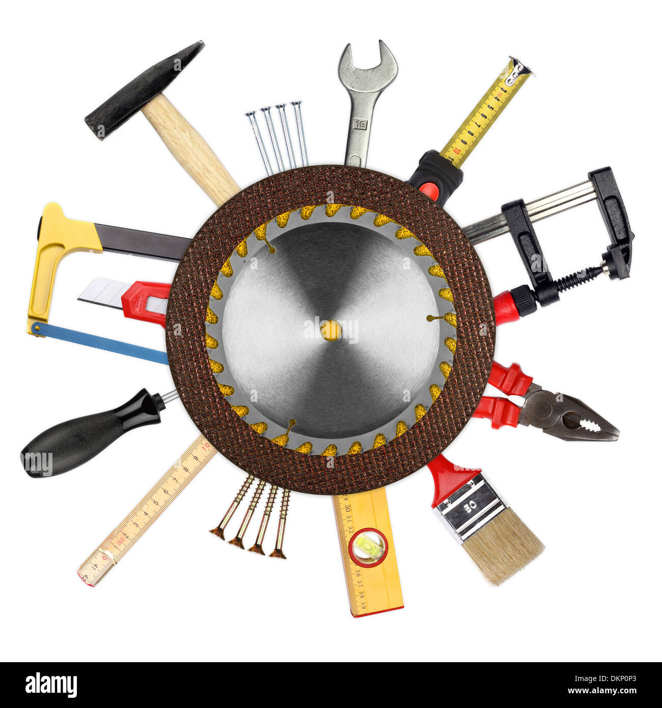 collage of tools in front of white background Stock Photo - Alamy