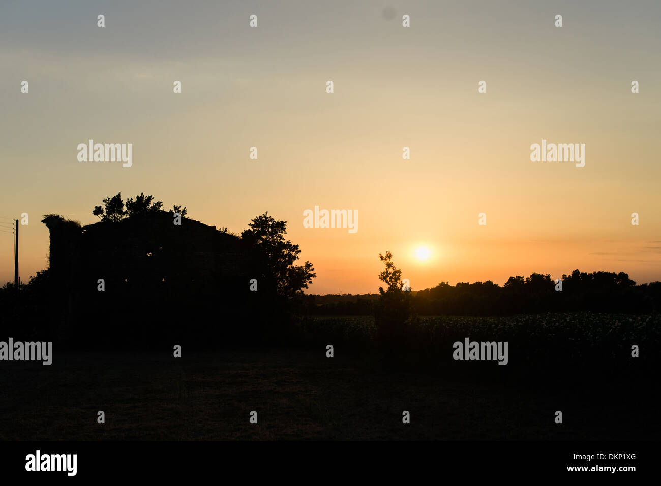 Sun setting on a beautiful provincial south France rural village Stock ...