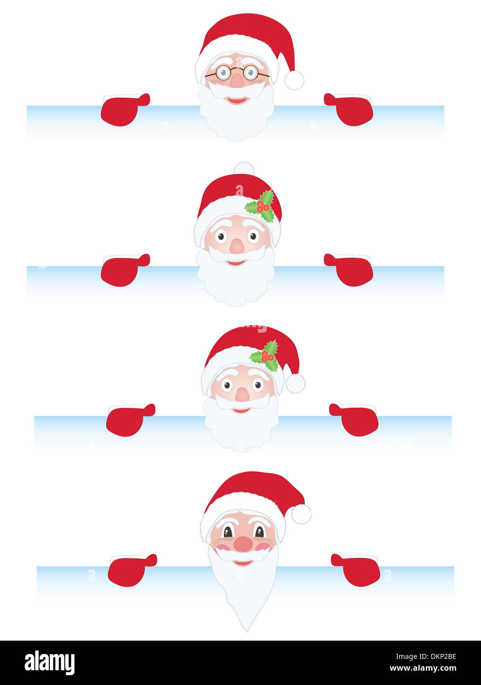set of Santa Claus behind page illustrations Stock Photo - Alamy