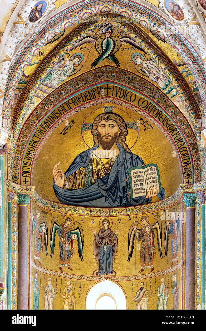 Mosaic of Christ Pantokrator (12th century), Cefalu Cathedral, Cefalu ...