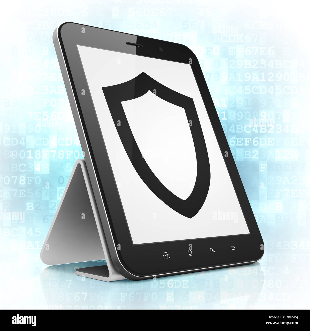Safety concept: Contoured Shield on tablet pc computer Stock Photo - Alamy