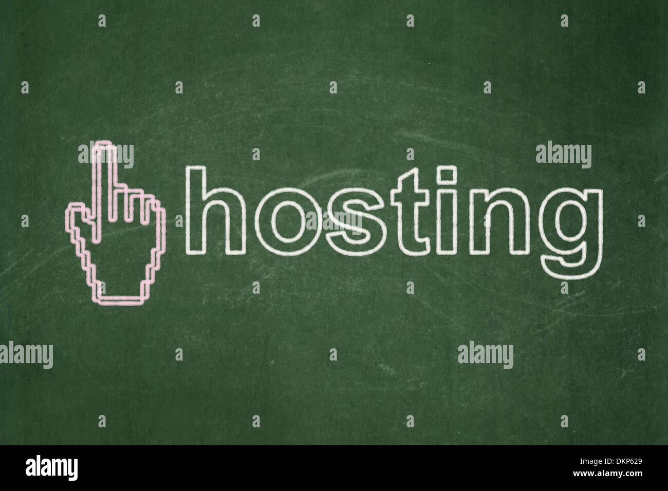 Web Development Concept Mouse Cursor And Hosting On Chalkboard