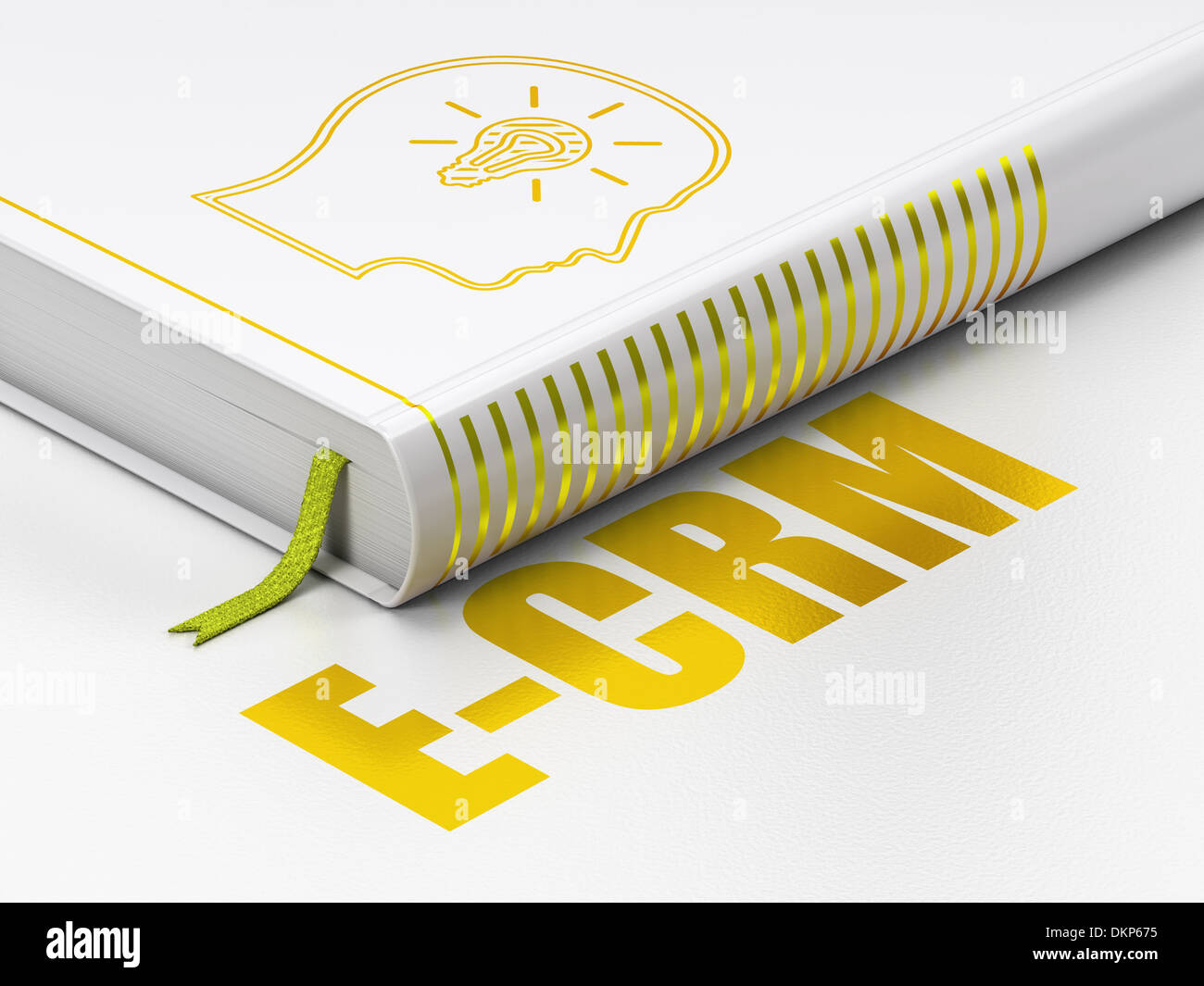 Business concept: book Head With Lightbulb, E-CRM on white background ...