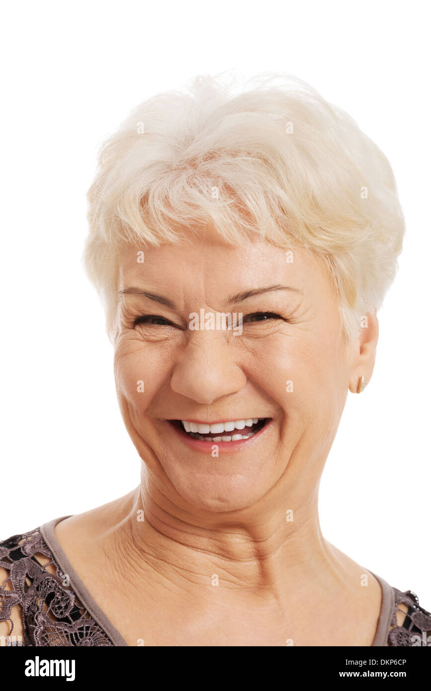 Portrait of an old, elderly lady. isolated on white Stock Photo - Alamy