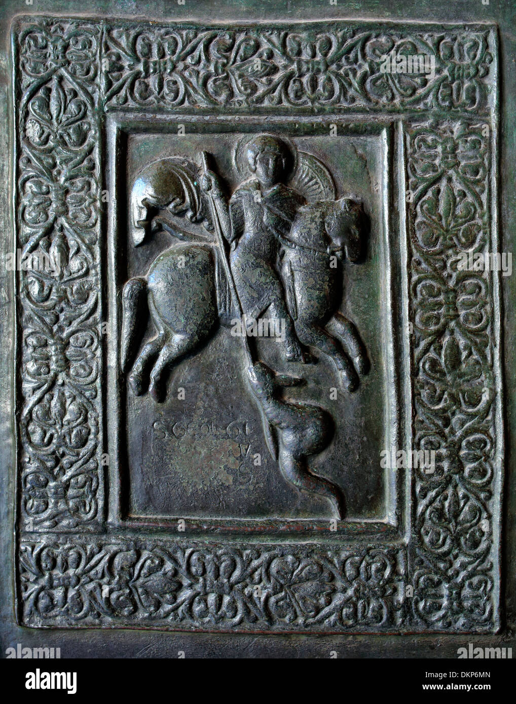 St. George, bronze bas relief on door of Monreale Cathedral, Monreale ...