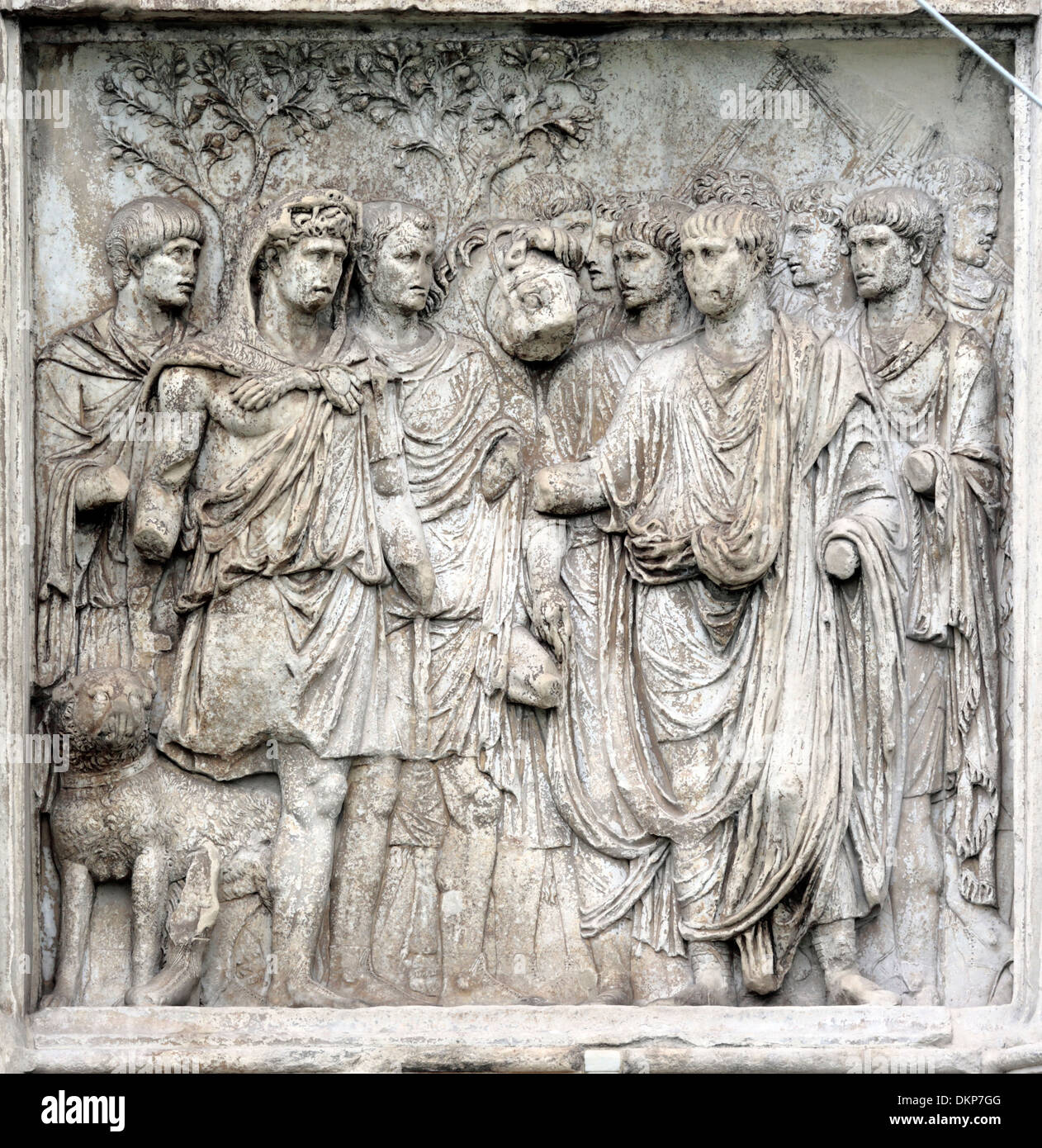 Bas relief on Arch of Trajan, Benevento, Campania, Italy Stock Photo ...