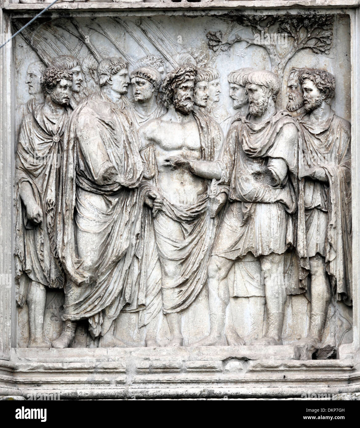 Bas relief on Arch of Trajan, Benevento, Campania, Italy Stock Photo ...