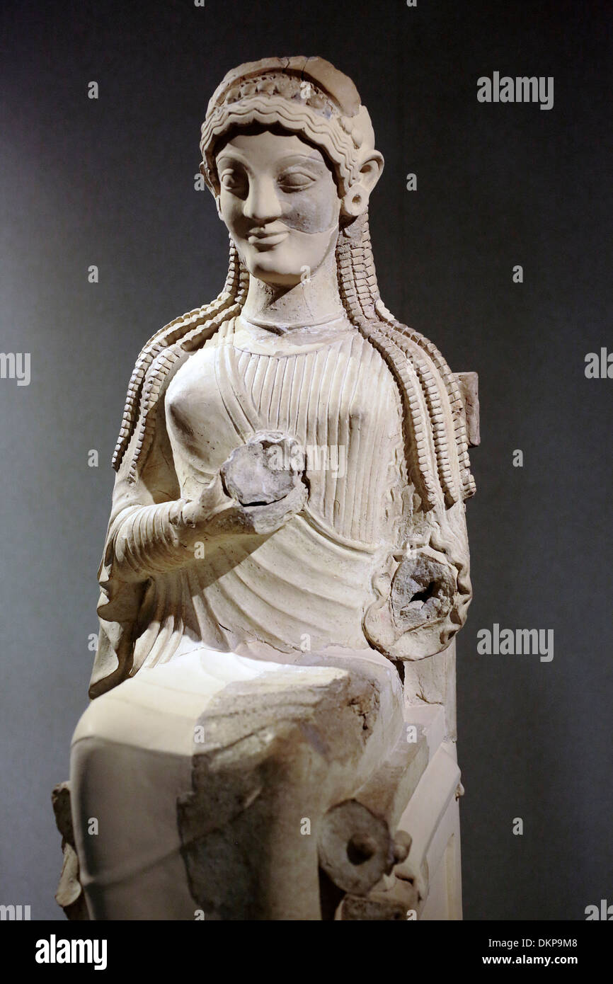Antique terracotta statuette of female divinity, Archaeological Museum ...