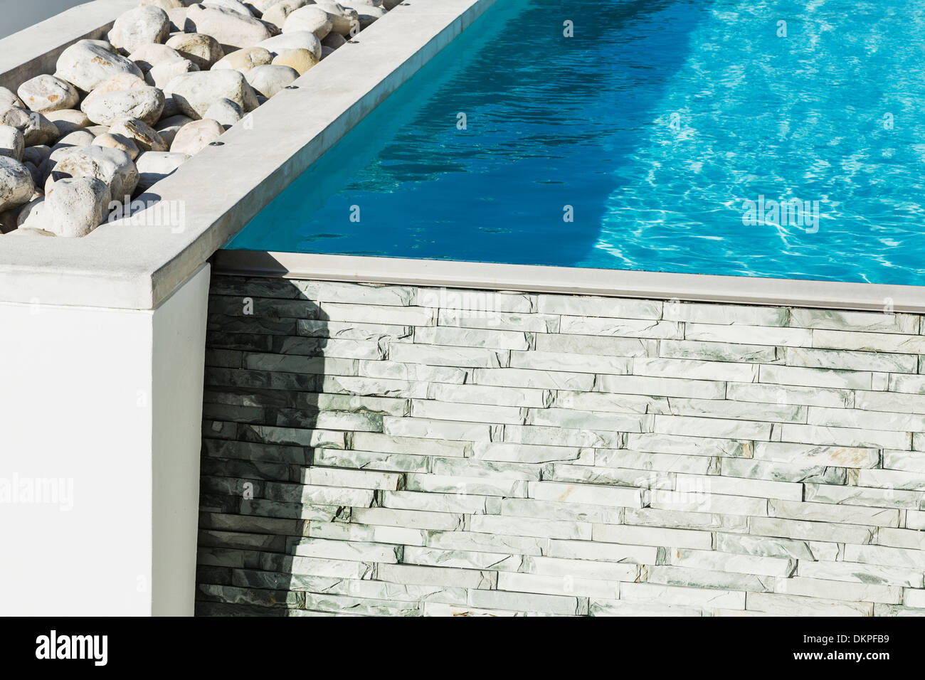 Rocks and wall around lap pool Stock Photo - Alamy
