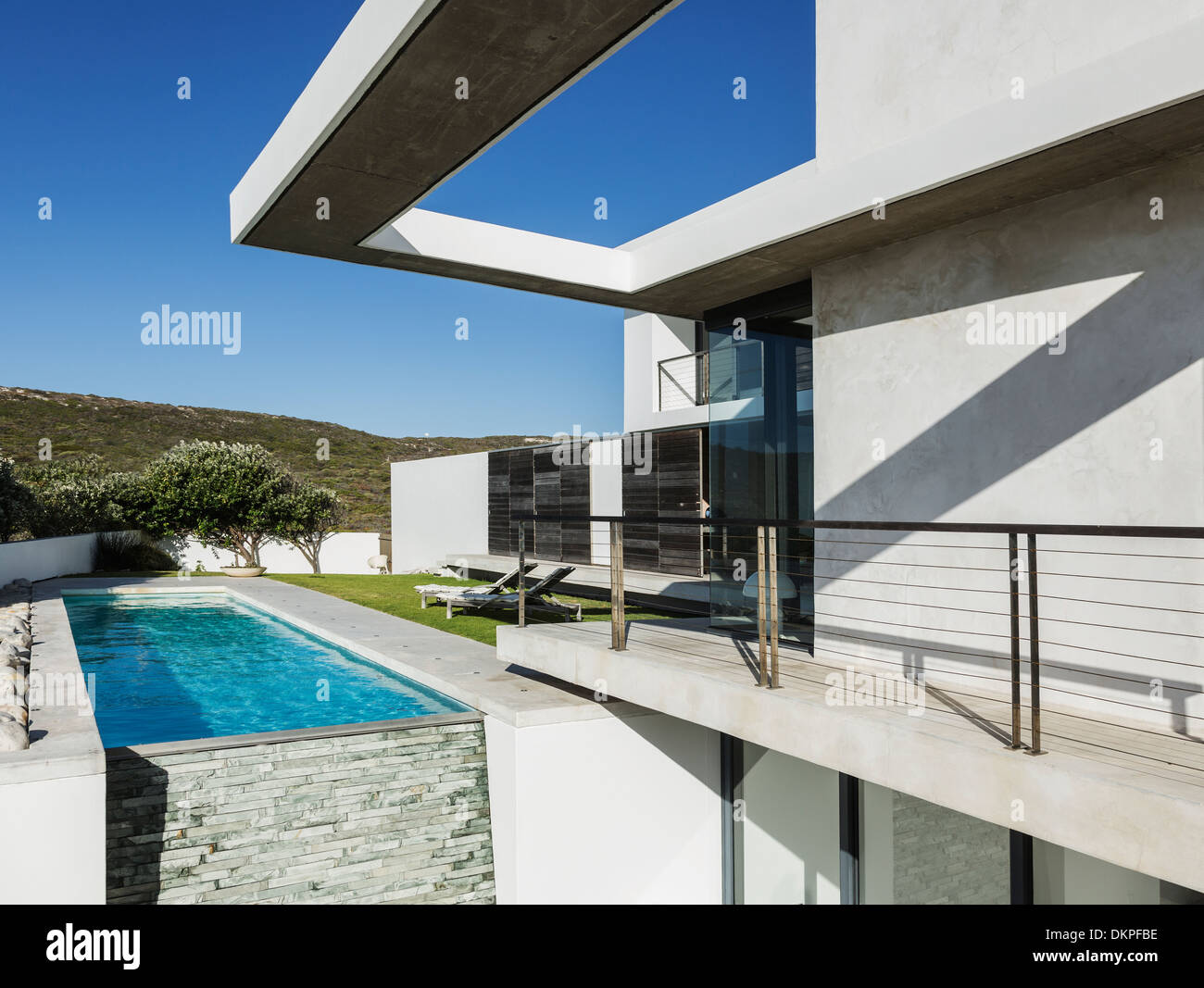 Balcony and lap pool of modern house Stock Photo - Alamy