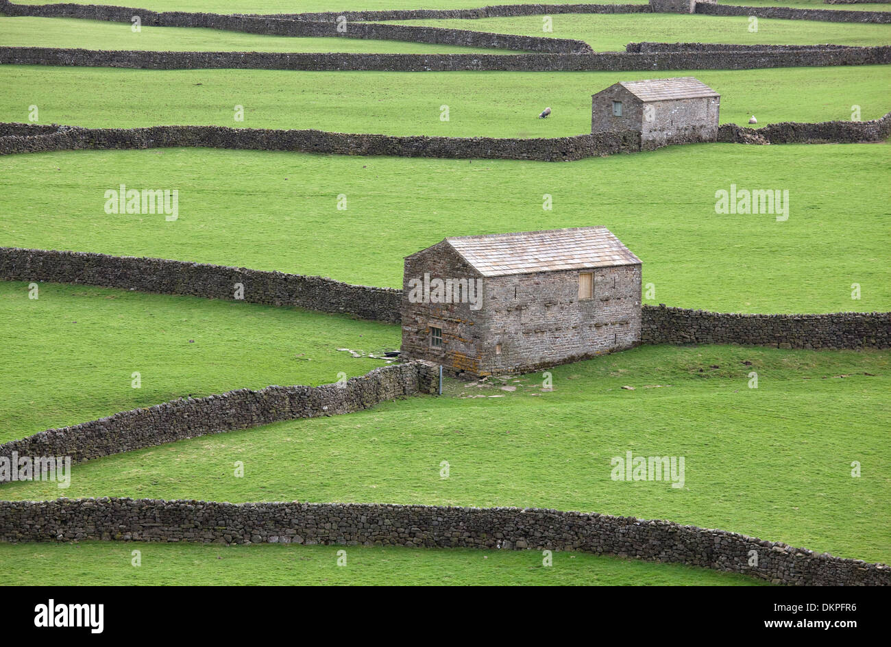 Stone buildings and walls in rural landscape Stock Photo - Alamy