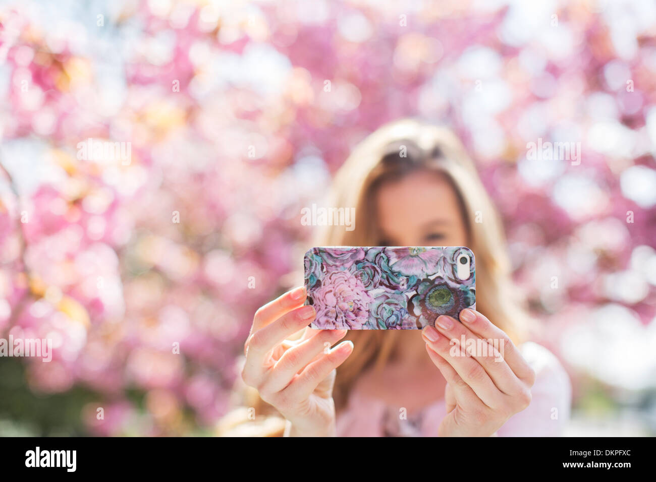 Selfie phone in front of face woman hi-res stock photography and images ...