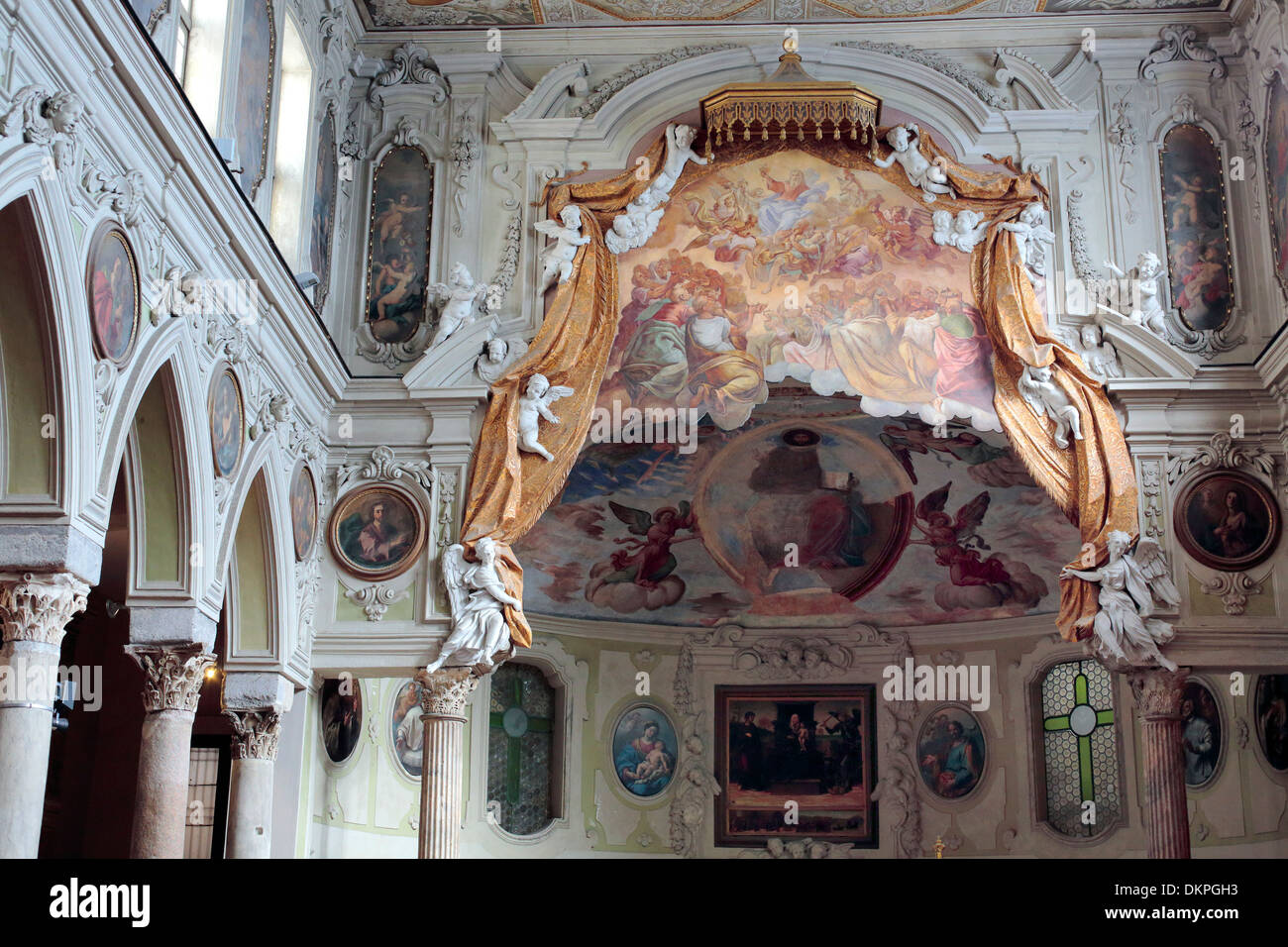 Interior of Santa Restituta basilica, inside of Naples Cathedral (Duomo ...