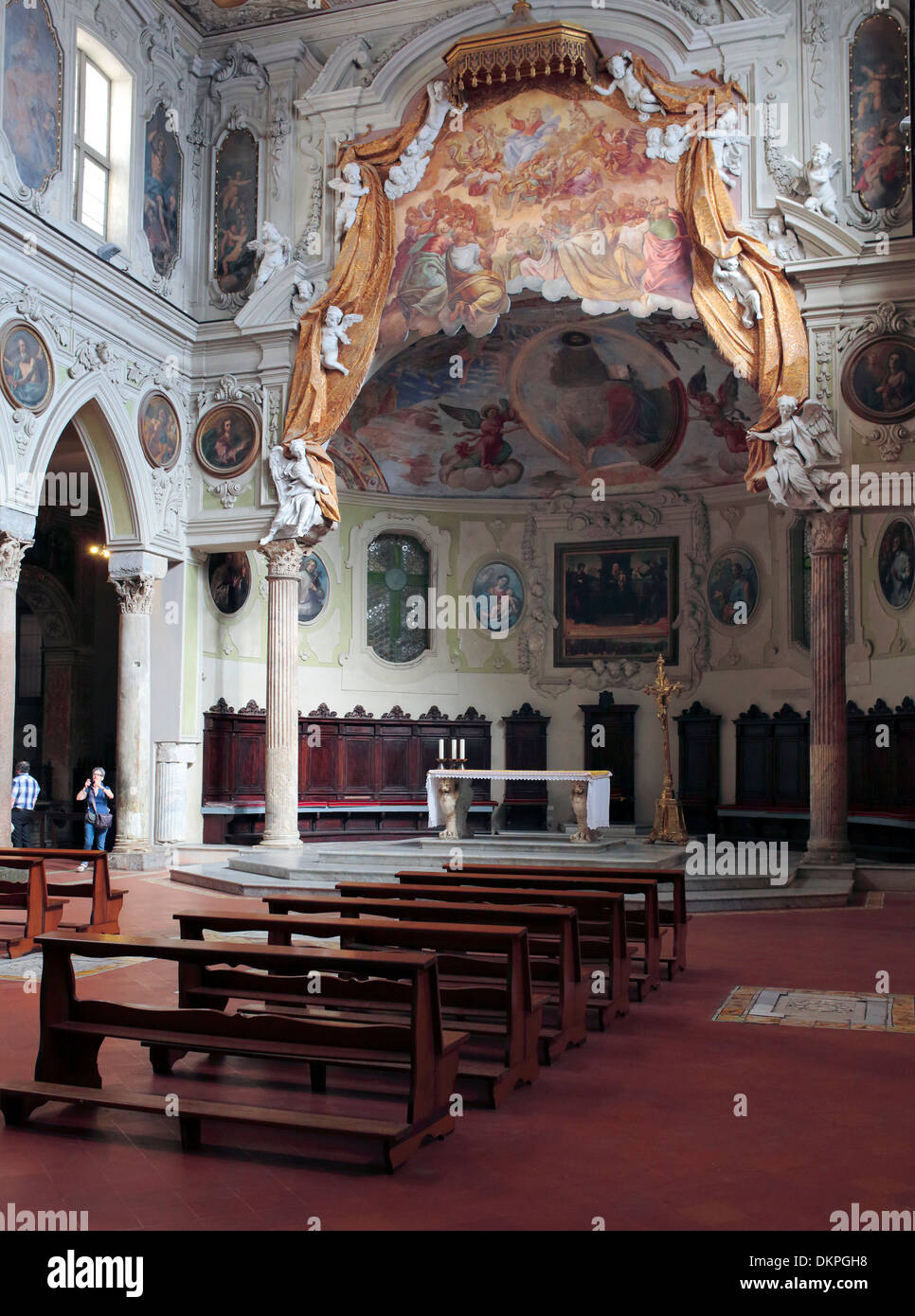 Interior of Santa Restituta basilica, inside of Naples Cathedral (Duomo ...