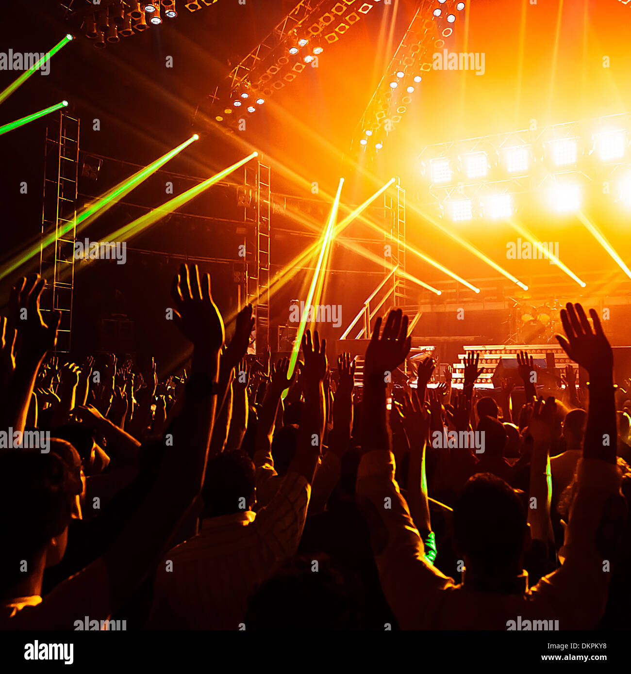 Photo of young people having fun at rock concert, active lifestyle ...