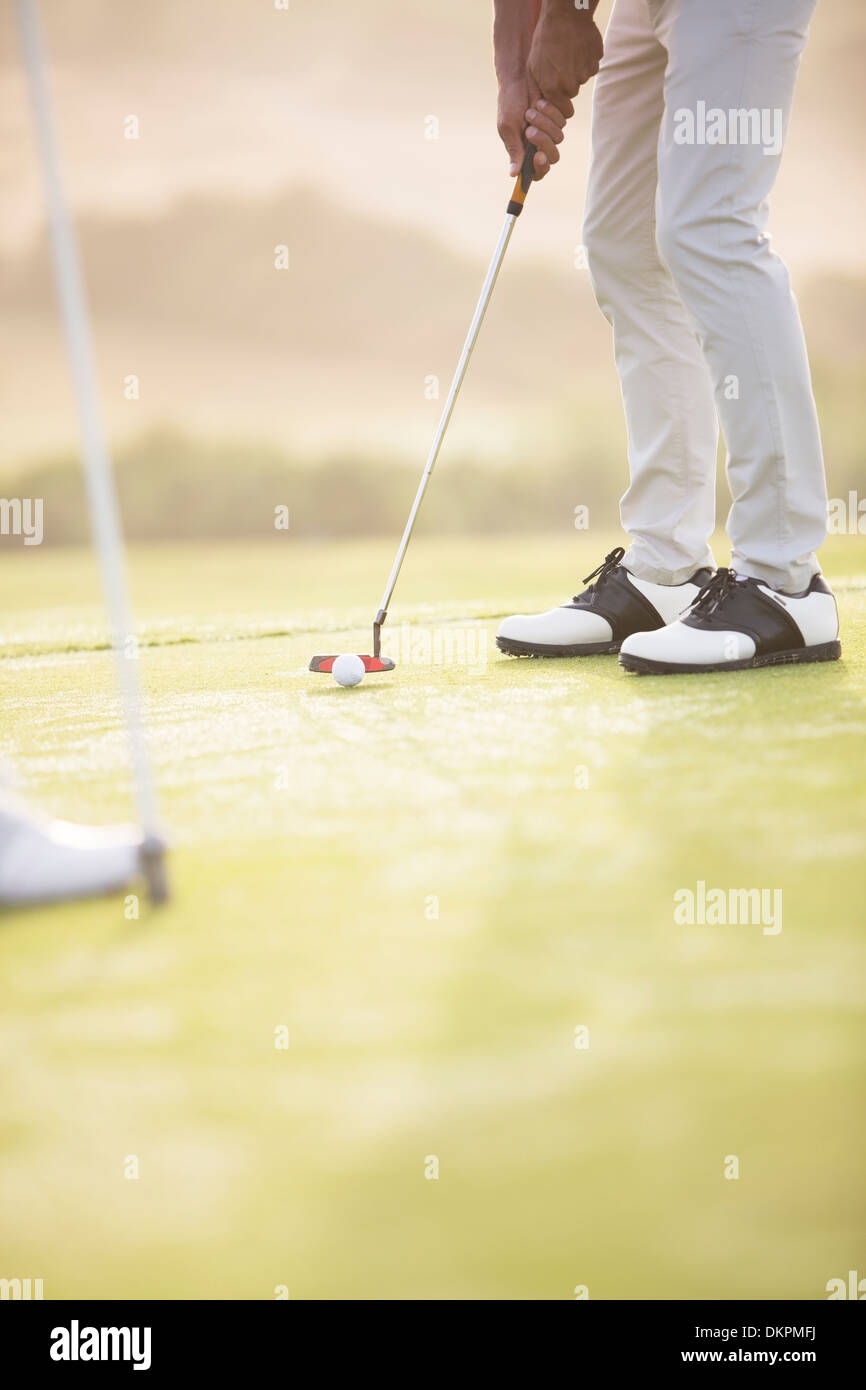 Man putting on golf course Stock Photo - Alamy