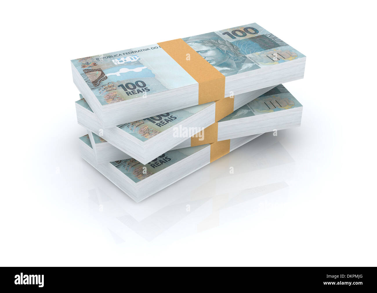 Stack of 100 Reais, brazilian banknotes illustration Stock Photo - Alamy