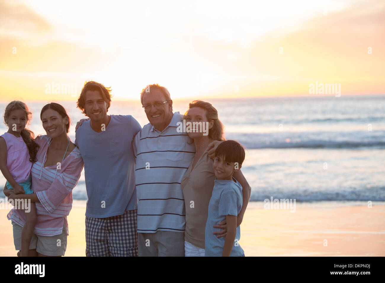 Three Generation Family Beach Sunset High Resolution Stock Photography ...