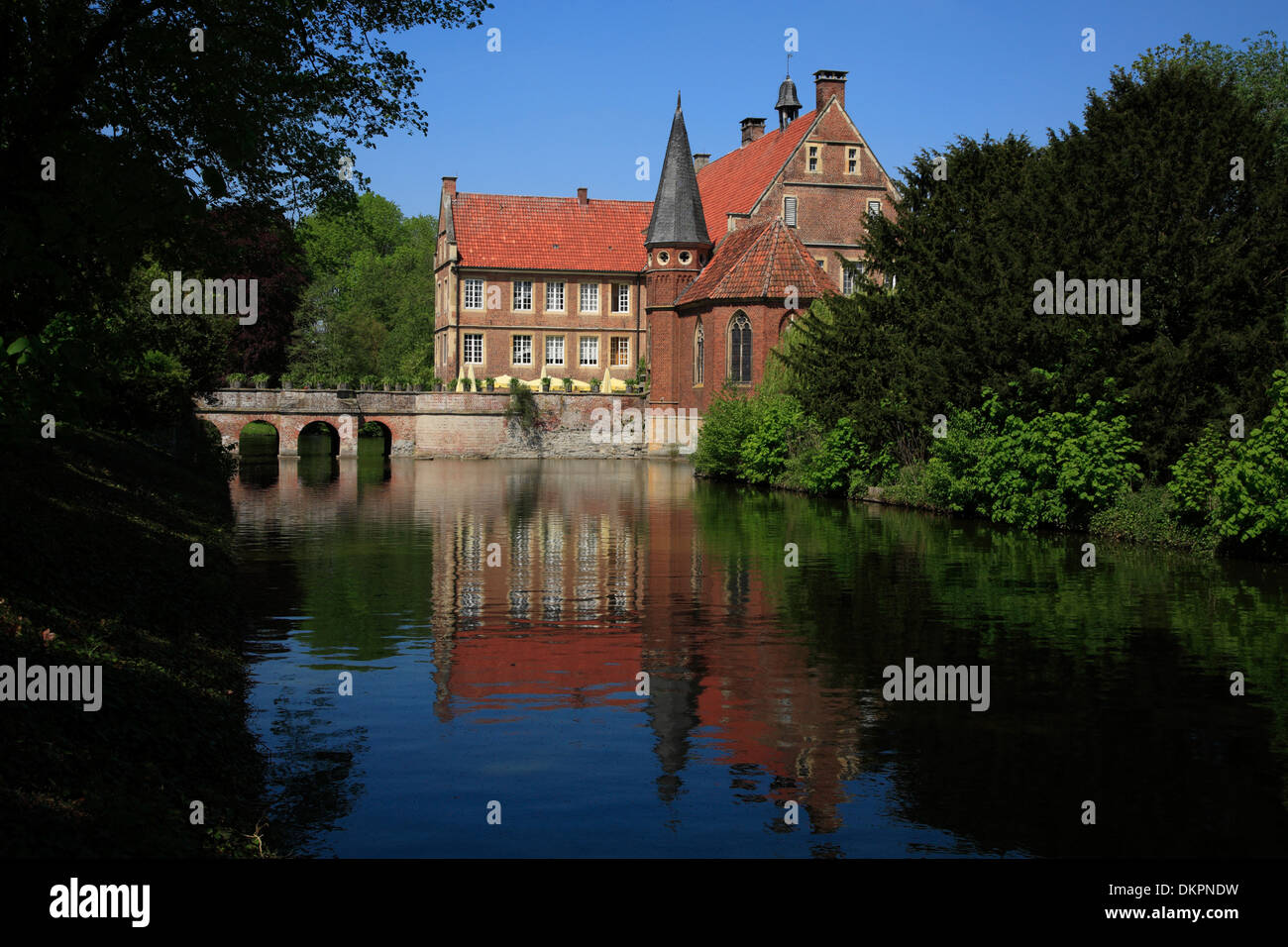 Huelshoff Castle, a moated castle, Havixbeck near Muenster ...