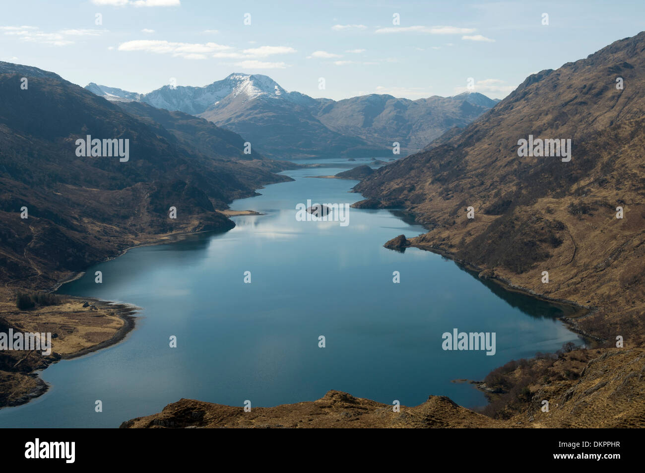 Ladhar Bheinn, the highest peak in Knoydart, over Loch Hourn, from near ...