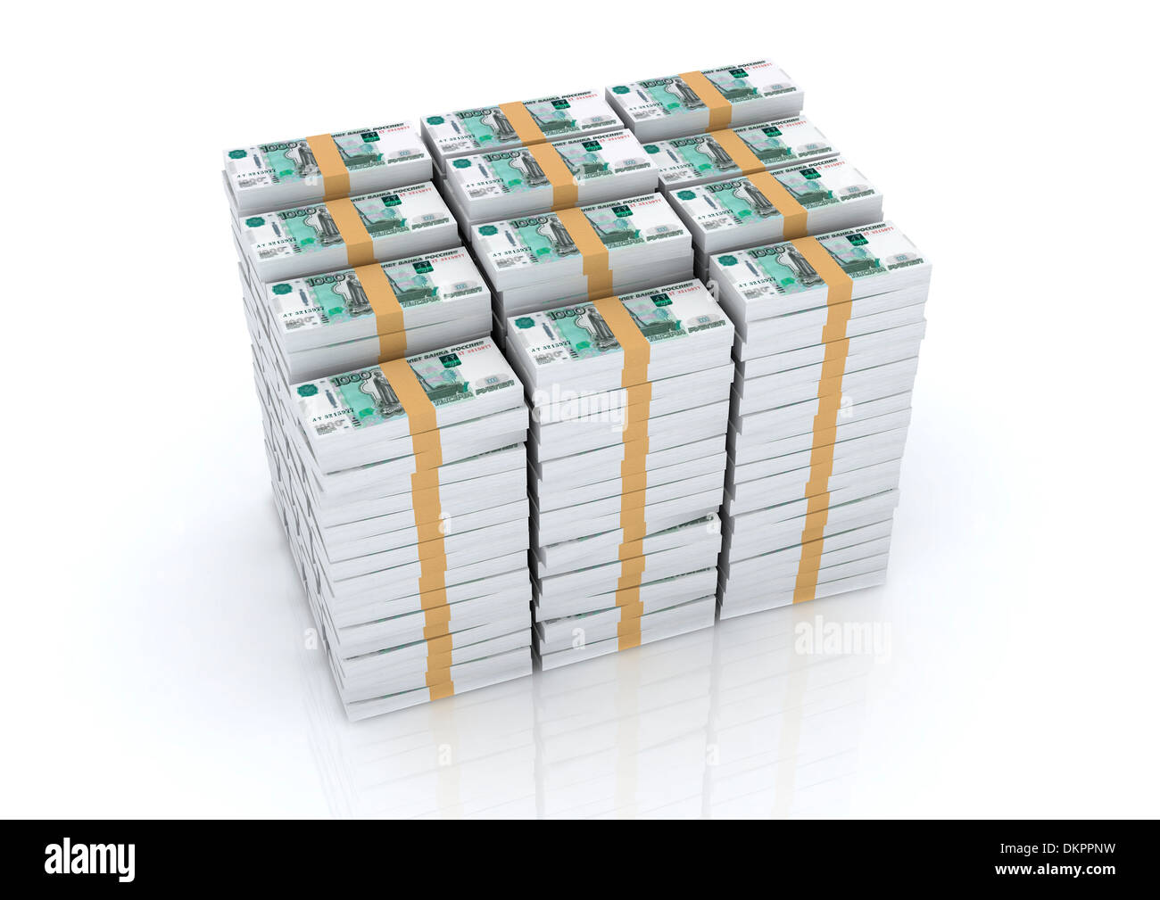 Stacks of 1000 Rubles, russian banknotes illustration Stock Photo - Alamy