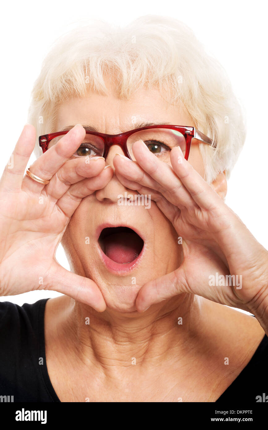 Horrified elderly woman hi-res stock photography and images - Alamy