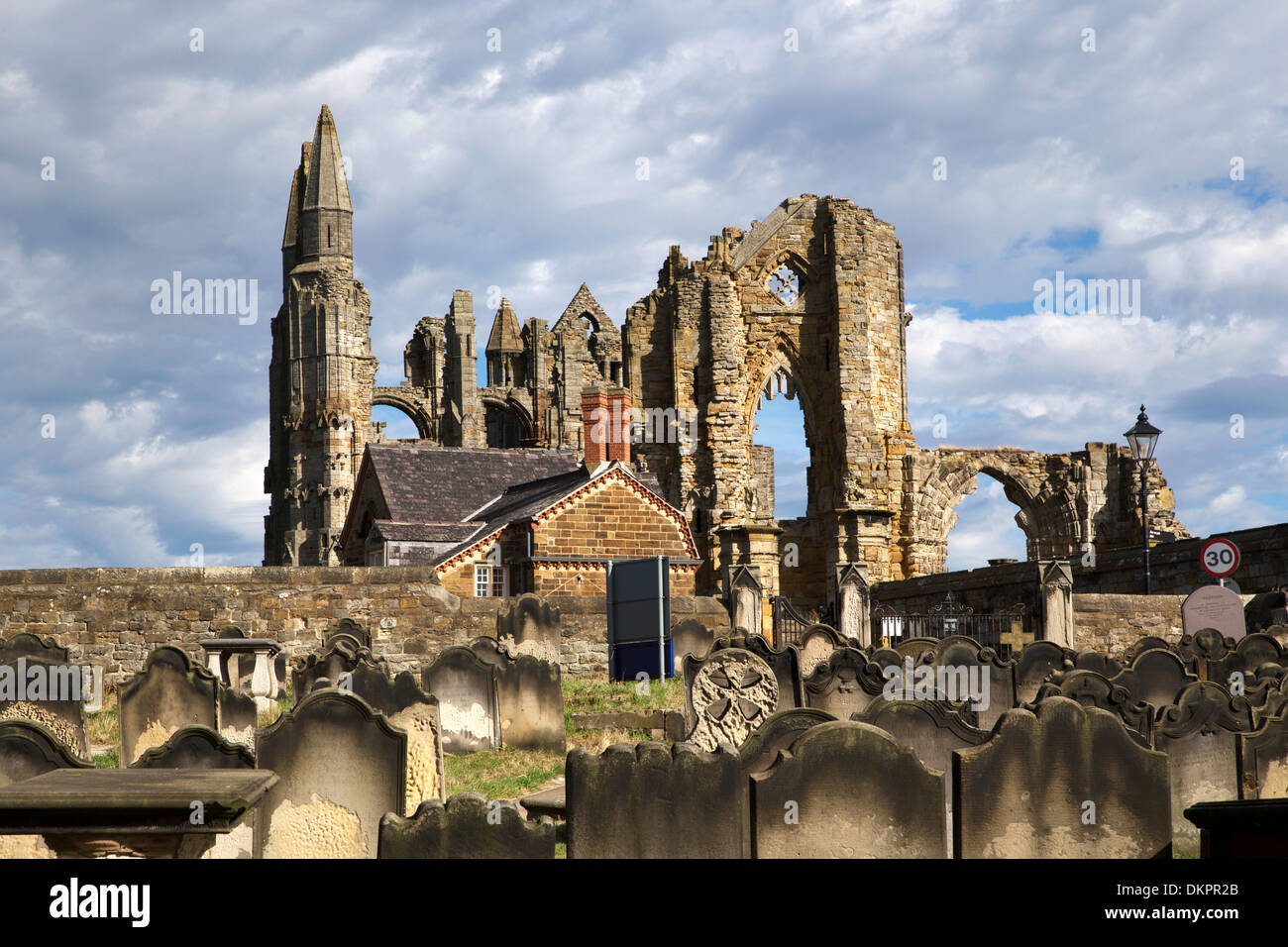 Whitby Abbey and cemetery, North Yorkshire, England, United Kingdom ...